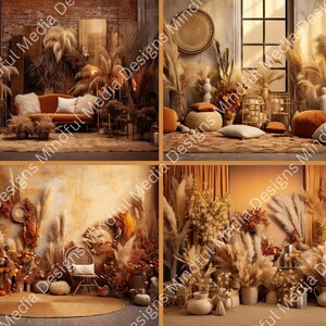 30 Mustard Boho Floral Digital Backdrops Maternity Digital Backdrops ...