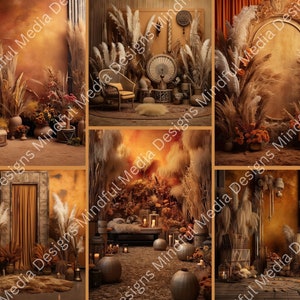 30 Mustard Boho Floral Digital Backdrops Maternity Digital Backdrops ...