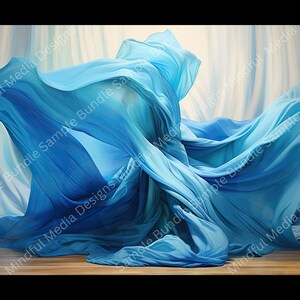 3 Blue Flowing Fabric Digital Backdrop, Maternity Overlays, Photography ...