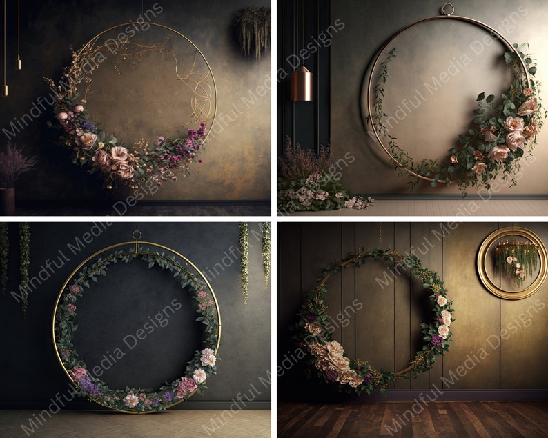 30 Vintage Glam Floral Ring Digital Backdrops Maternity - Etsy