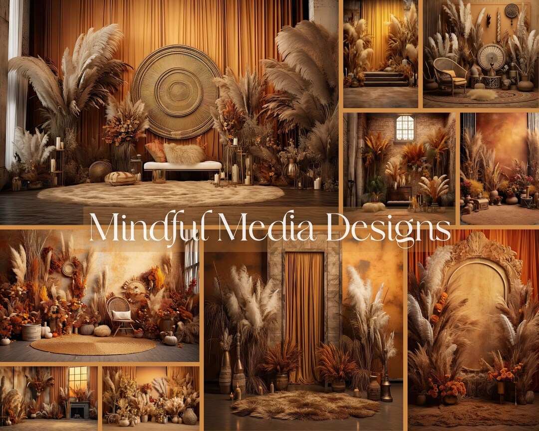 30 Mustard Boho Floral Digital Backdrops Maternity Digital Backdrops ...