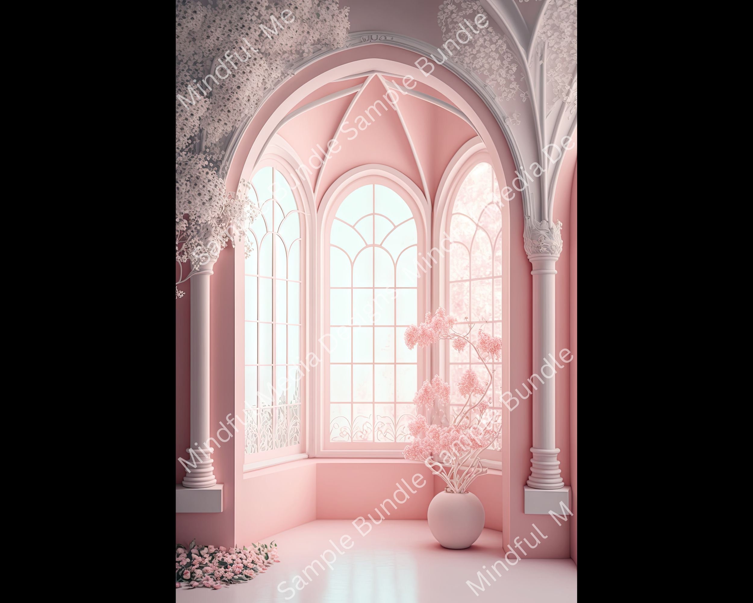 Pink Whimsy Floral Digital Backdrops. Maternity Backdrops - Etsy