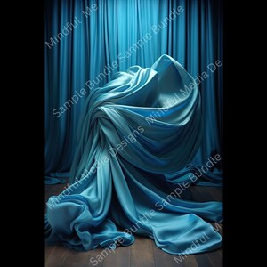 3 Blue Flowing Fabric Digital Backdrop, Maternity Overlays, Photography ...