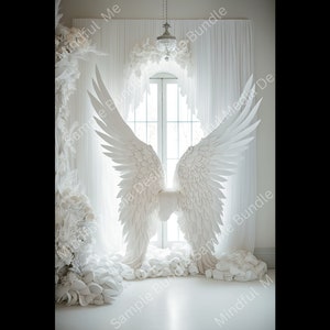 3 White Whimsy Angel Wings Digital Backdrops, Maternity Backdrops ...