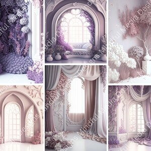 Purple Whimsy Floral Digital Backdrops. Maternity Backdrops Digital ...
