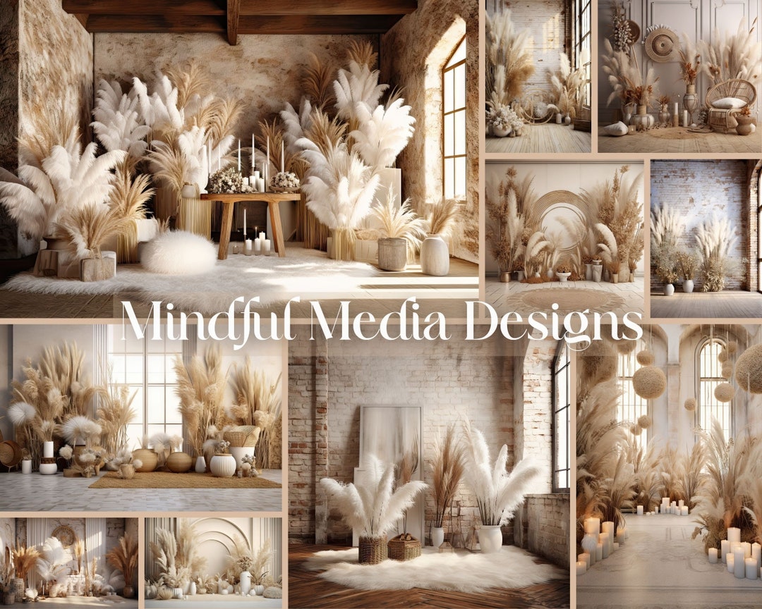 30 White Boho Floral Digital Backdrops | Maternity Digital Backdrops ...