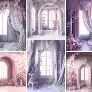 Purple Whimsy Floral Digital Backdrops. Maternity Backdrops Digital ...