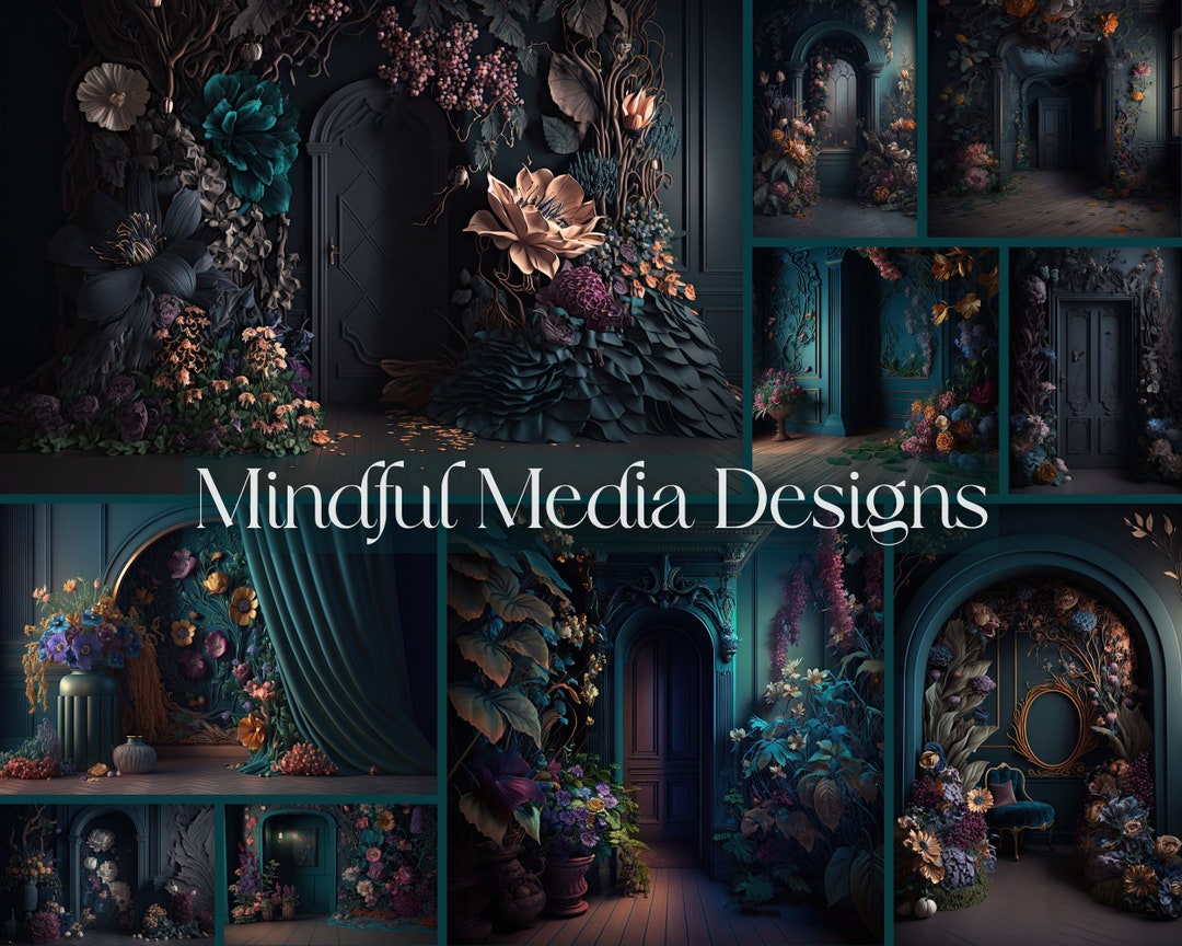 30 Dark Whimsy Floral Digital Backdrops. Maternity Backdrops Digital ...