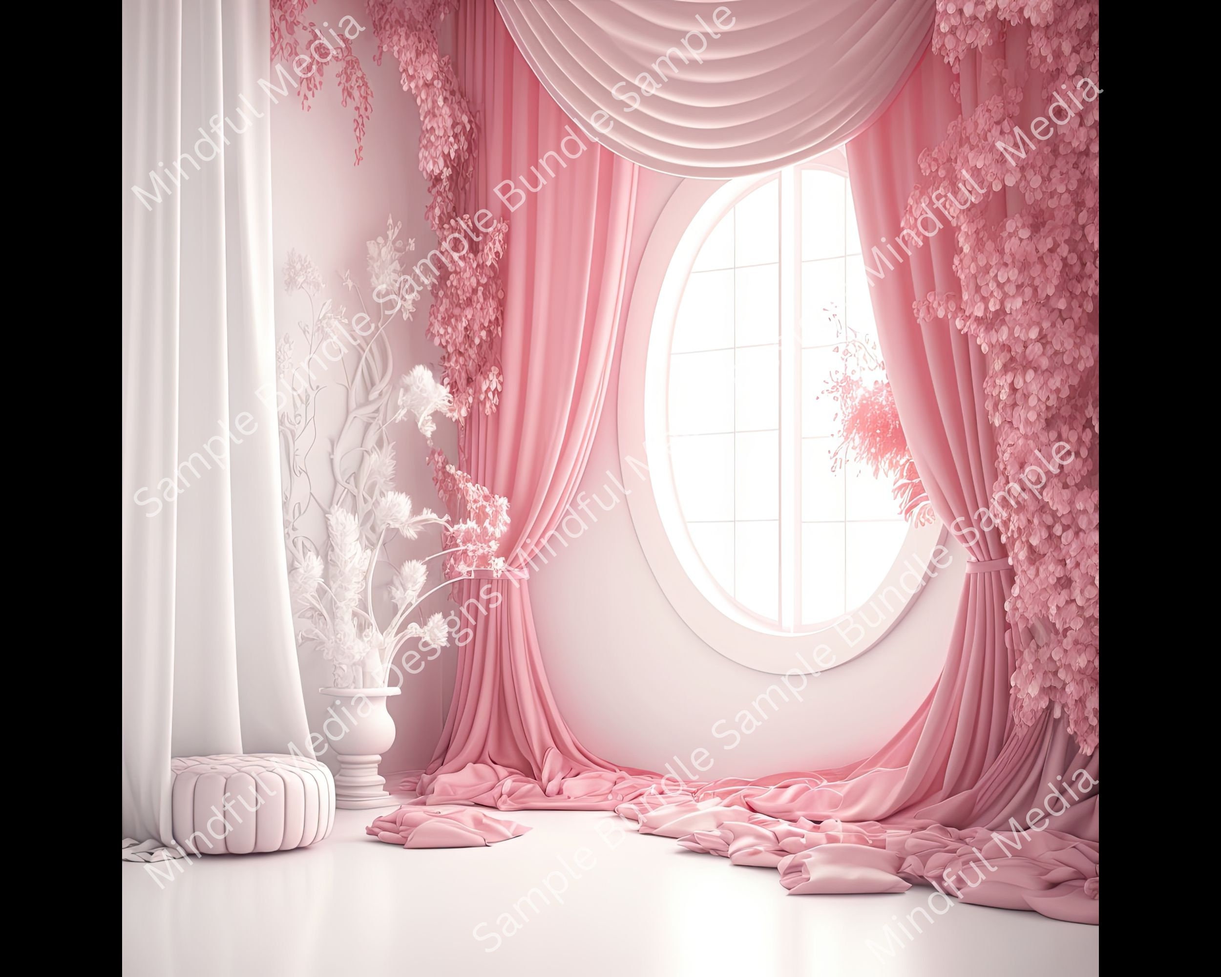 Pink Whimsy Floral Digital Backdrops. Maternity Backdrops - Etsy