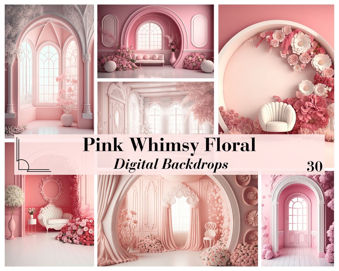 Pink Whimsy Floral Digital Backdrops. Maternity Backdrops Digital ...