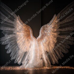 4 Sparkling White & Rose Gold Angel Wings Digital Backdrops - Etsy