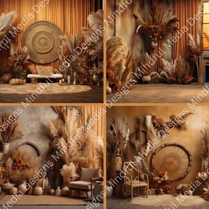 30 Mustard Boho Floral Digital Backdrops Maternity Digital Backdrops ...
