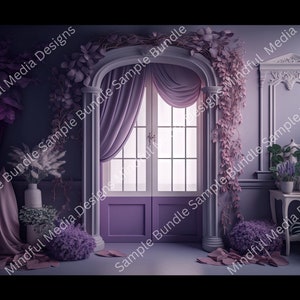 Purple Whimsy Floral Digital Backdrops. Maternity Backdrops Digital ...