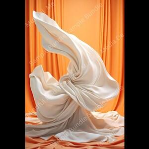 3 White & Orange Flowing Fabric Digital Backdrop, Maternity Overlays ...