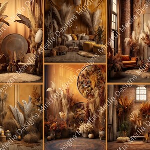 30 Mustard Boho Floral Digital Backdrops Maternity Digital Backdrops ...