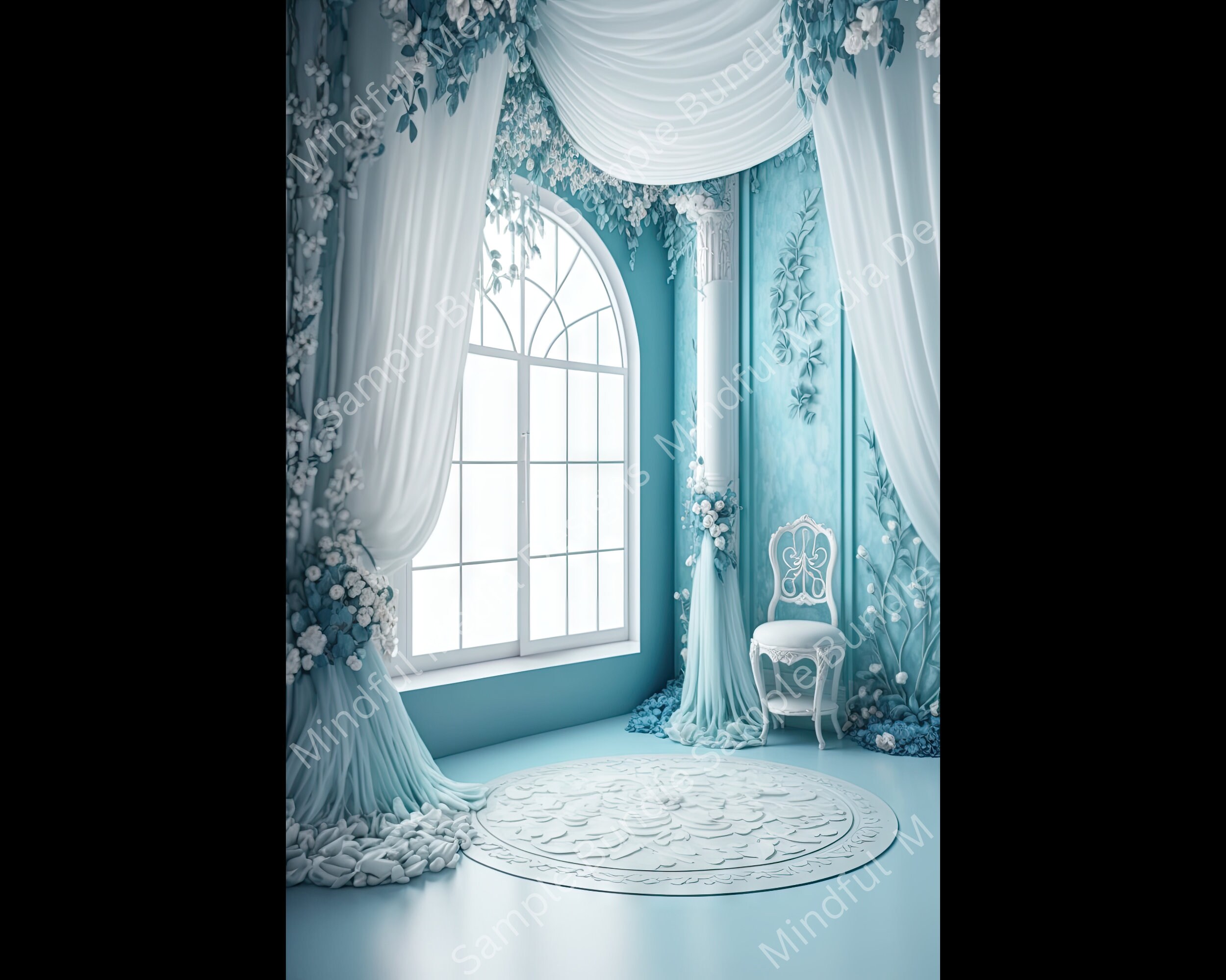 3 Blue Whimsy Floral Digital Backdrops Maternity Backdrops - Etsy