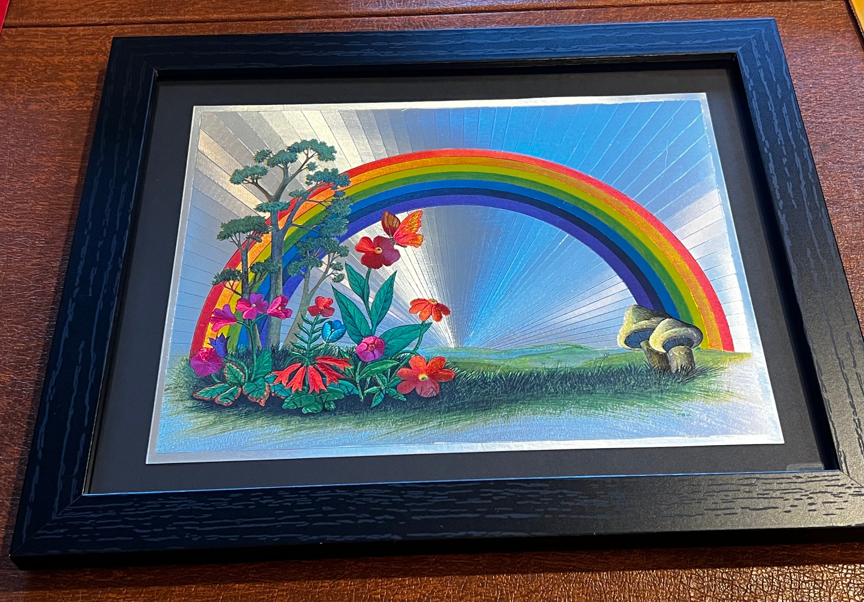 Vintage Dufex Foil Rainbow & Mushrooms Art Print - Etsy