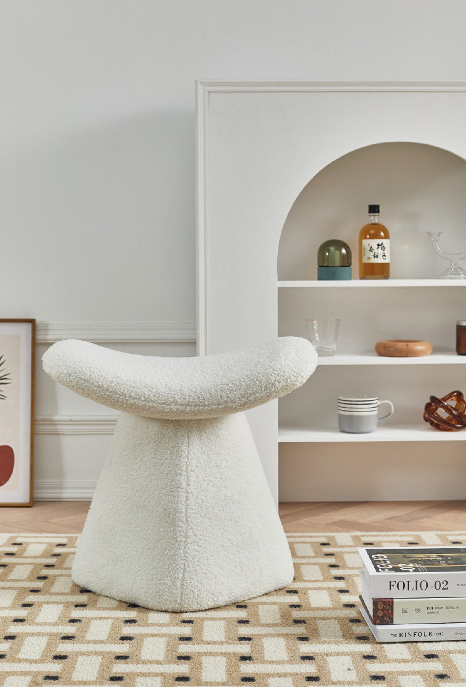 Boucle Faux Sheepskin Side Chair Stool or Ottoman - Etsy