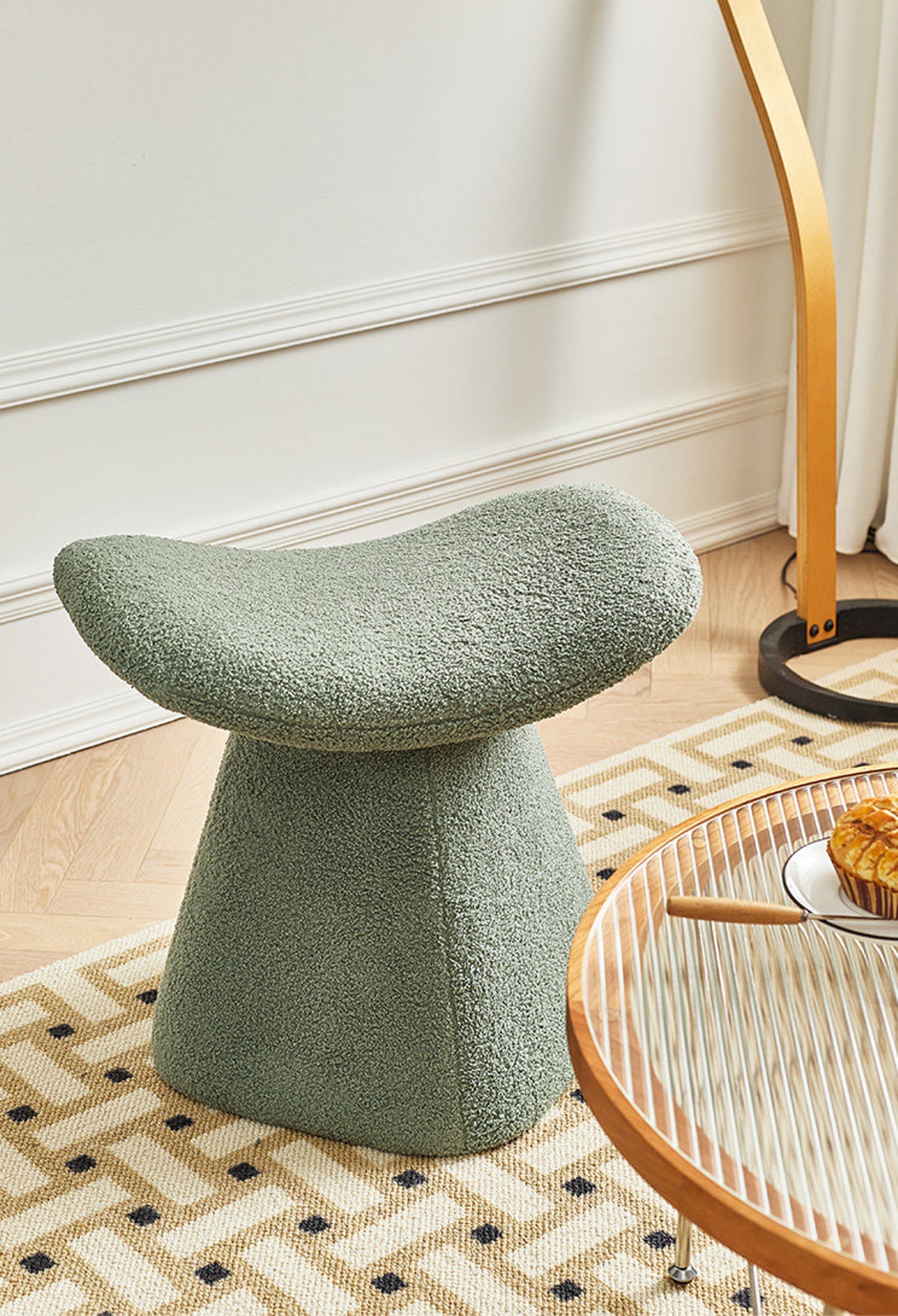 Boucle Faux Sheepskin Side Chair Stool or Ottoman - Etsy
