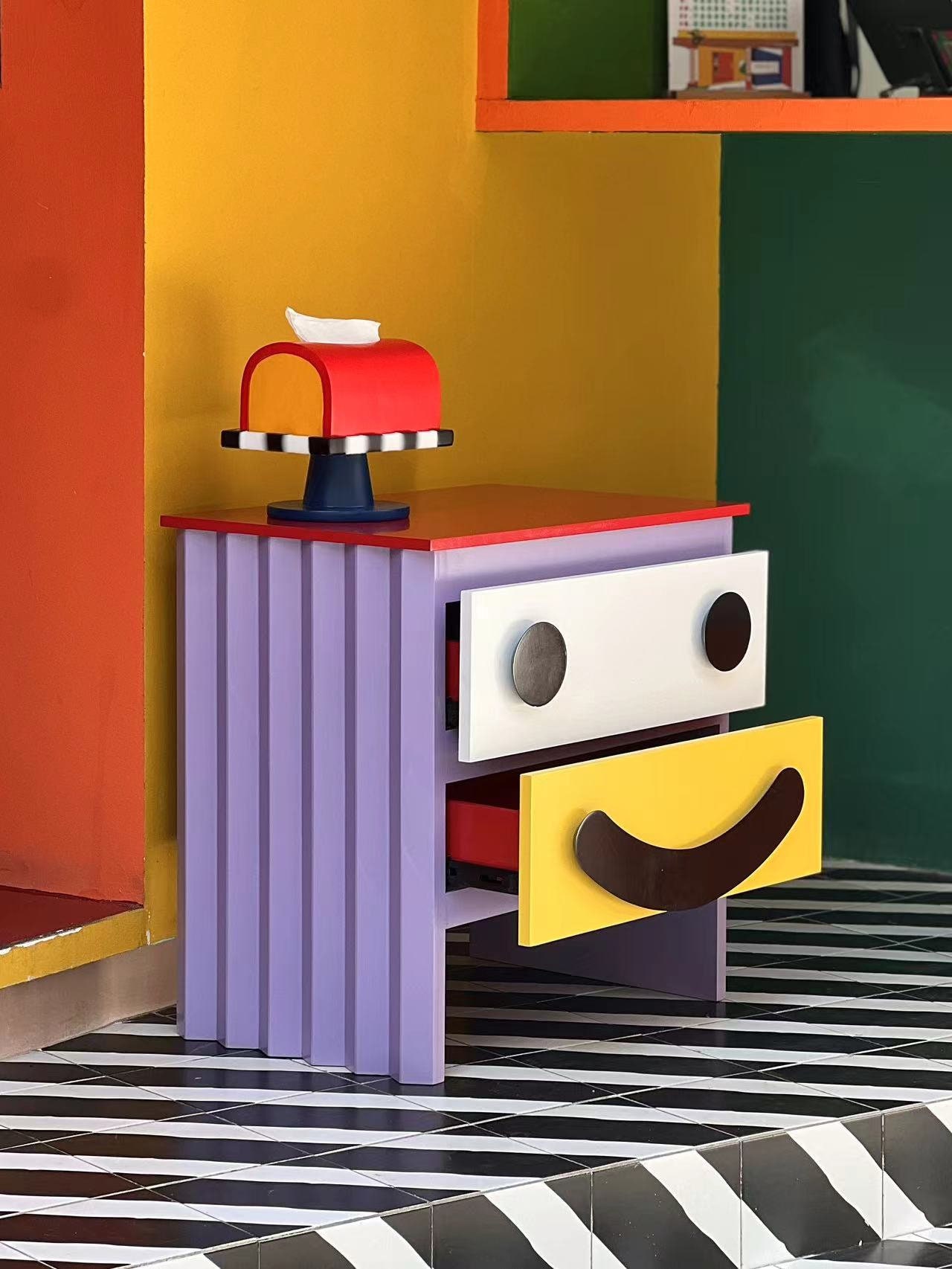 Memphis-inspired Happy Face Night Stand - Etsy