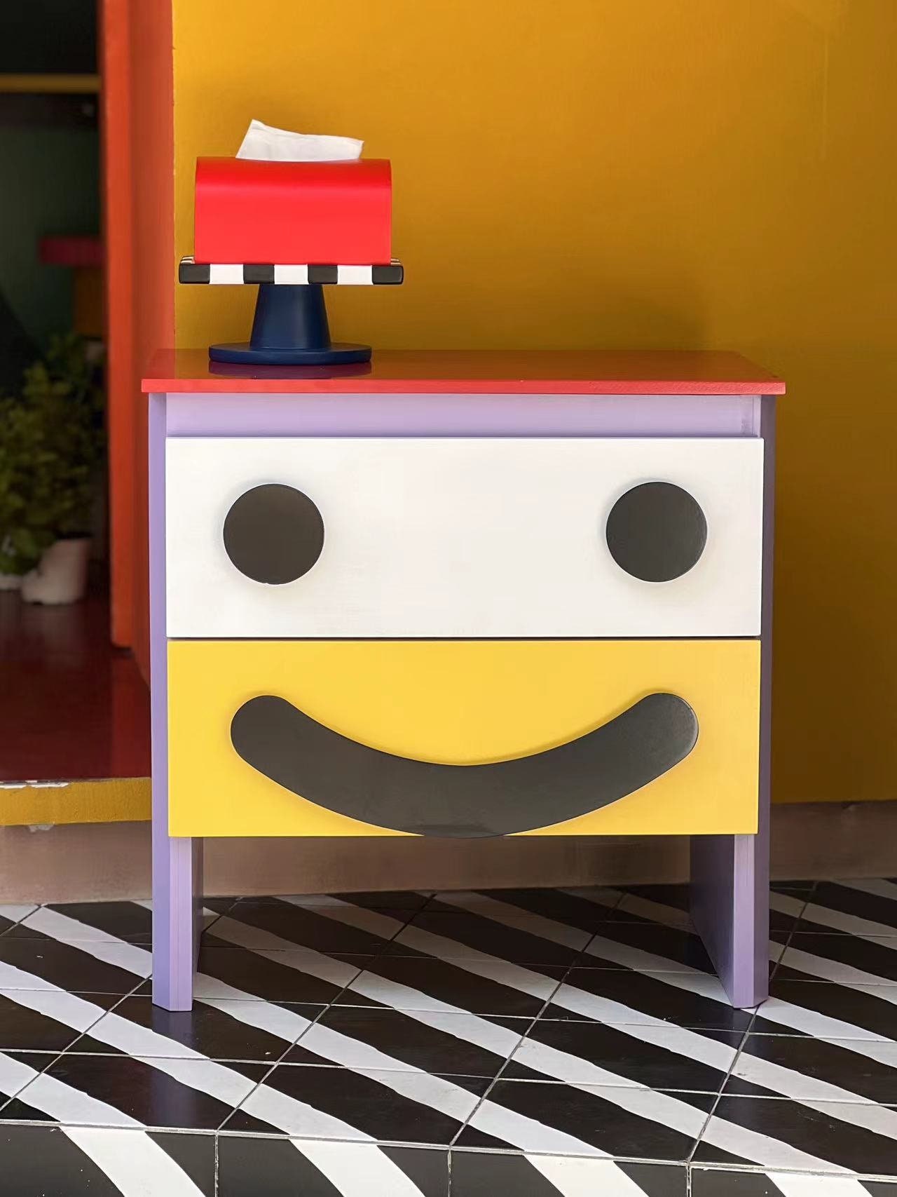 Memphis-inspired Happy Face Night Stand - Etsy