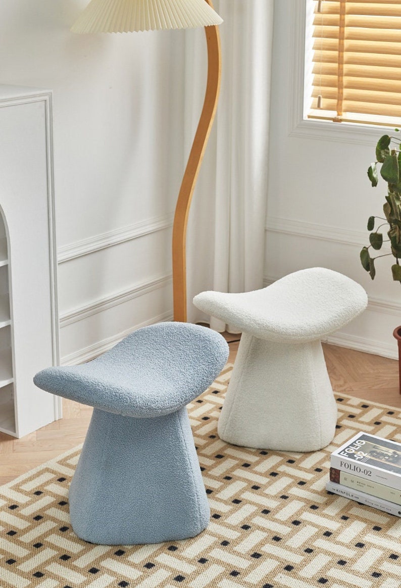 Boucle Faux Sheepskin Side Chair Stool or Ottoman - Etsy