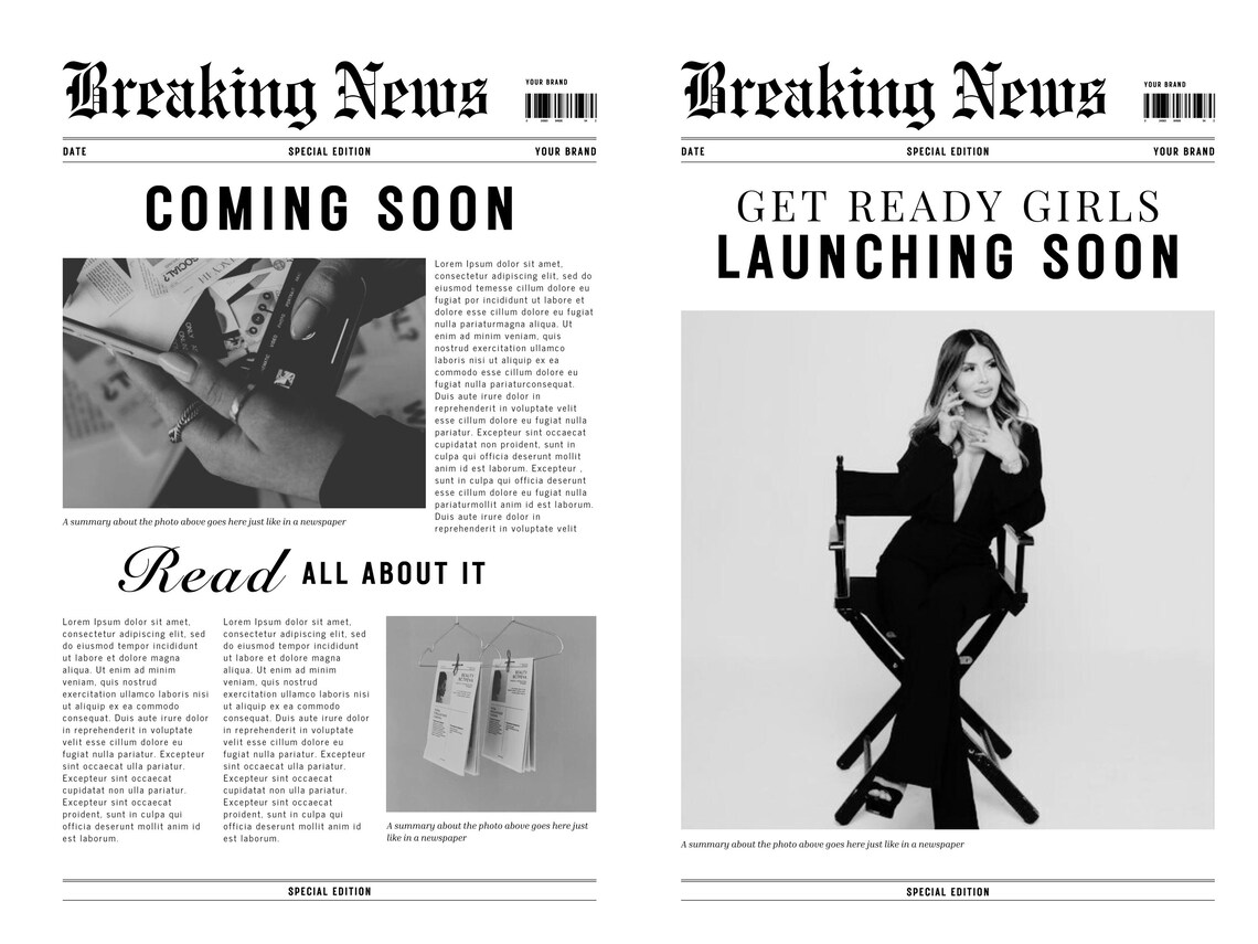 Editable Canva Business Newspaper Template, A3 SPREAD Newspaper New ...
