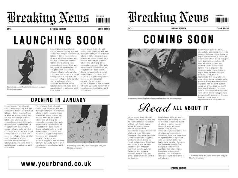 Editable Canva Business Newspaper Template, A3 SPREAD Newspaper New ...