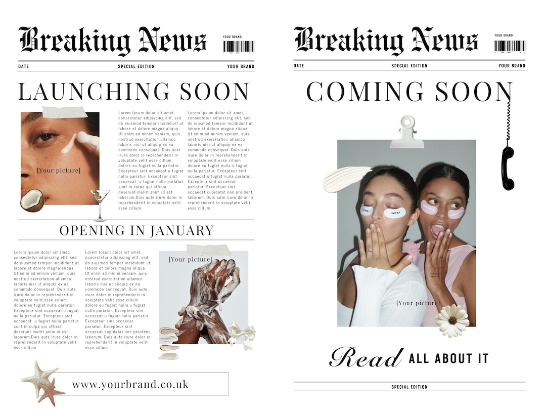 SKINCARE Editable Canva Business Newspaper Template, A3 SPREAD ...