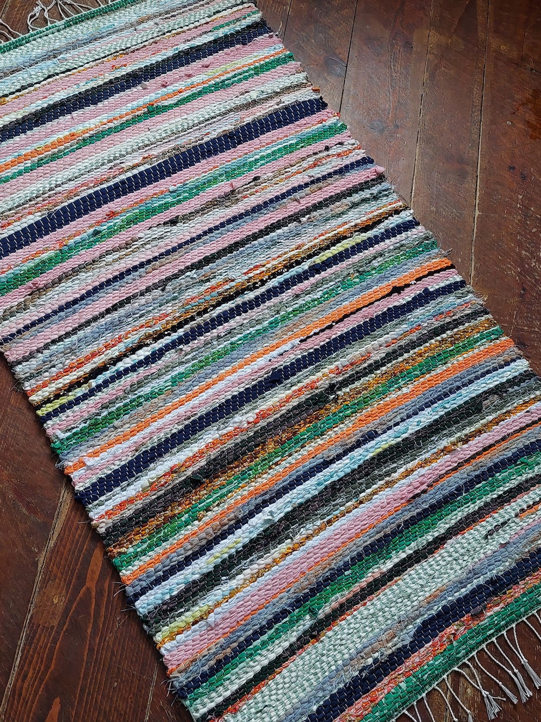 Vibrant Handmade Cotton Loom Rag Rug - Etsy