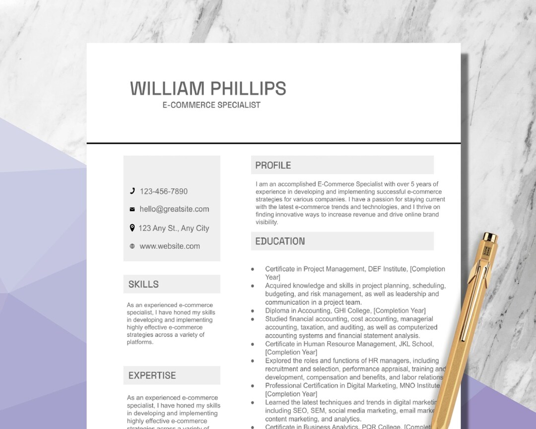 CV Template UK Resume Template Resume Template Word - Etsy