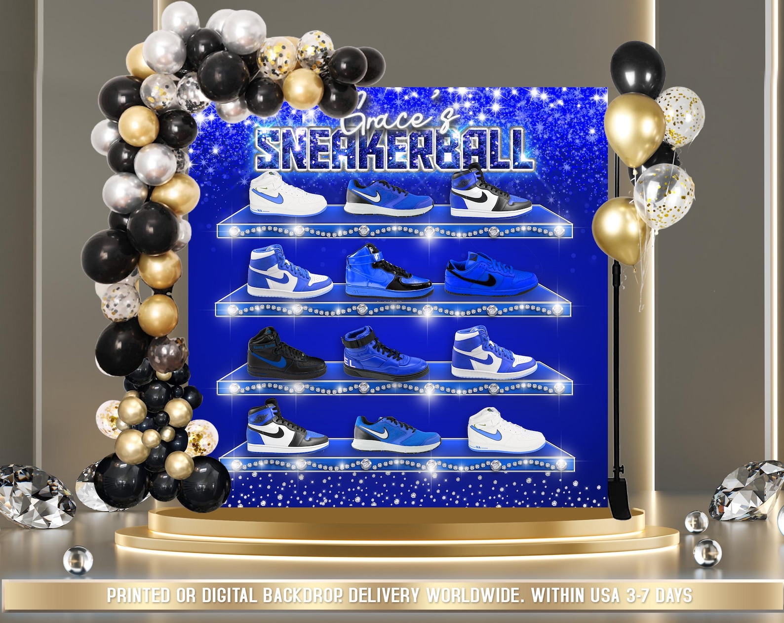 Blue Sneaker Ball Backdrop, Sneaker Gala Backdrop, Sneakers Backdrop ...