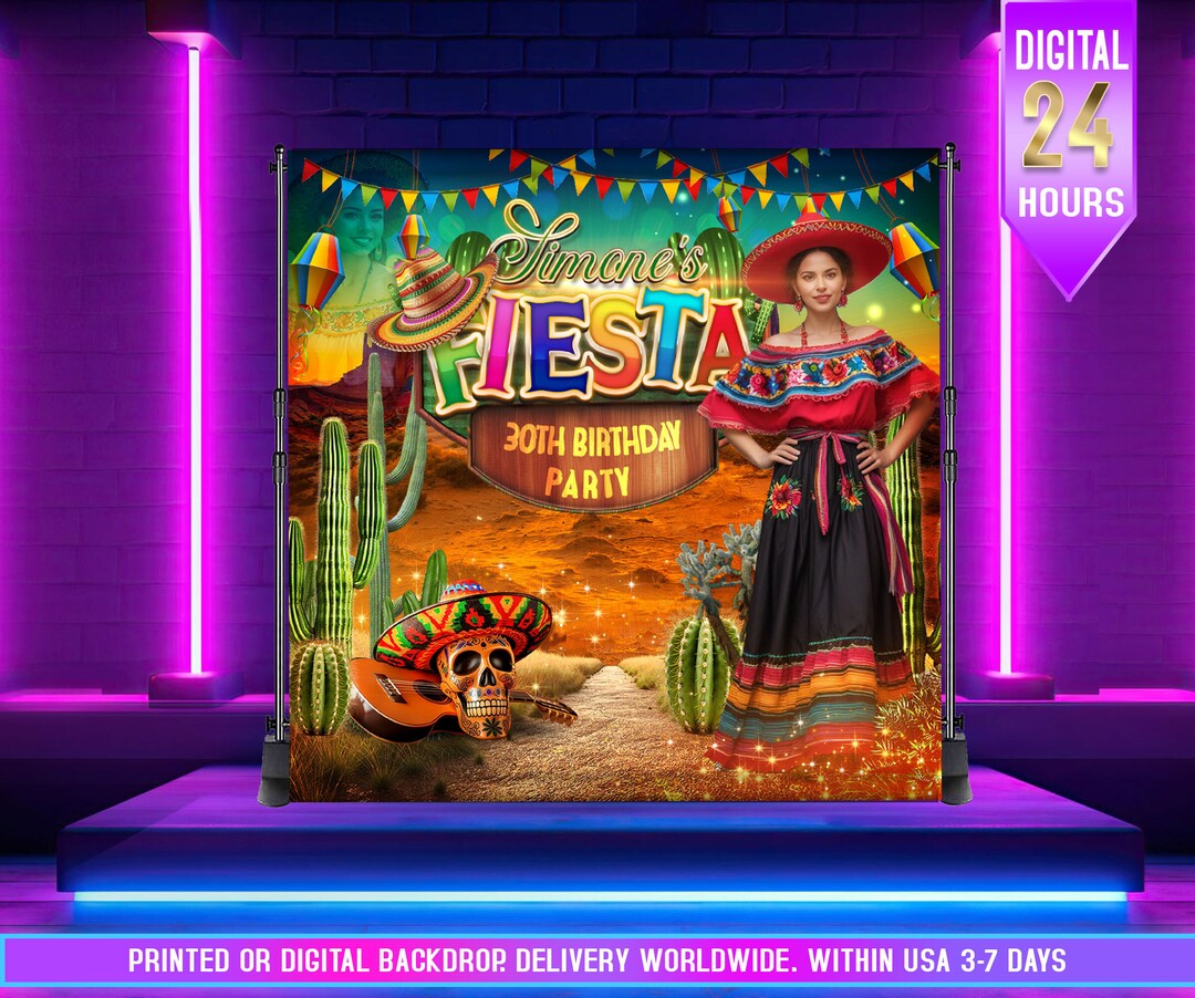 Mexican Backdrop | Fiesta Birthday Backdrop | Mexican Birthday Theme ...