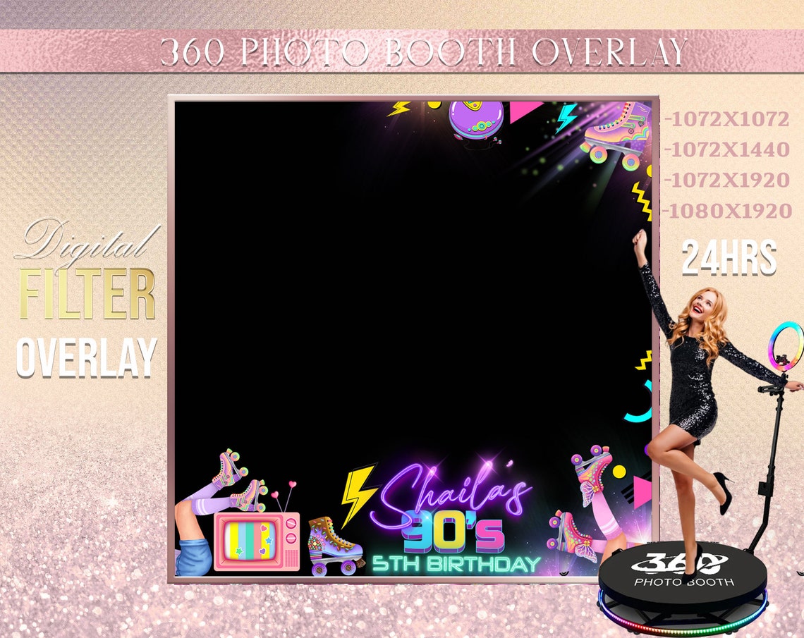 90s 80s Birthday Photo Booth Photo Template, Disco Birthday Overlay ...