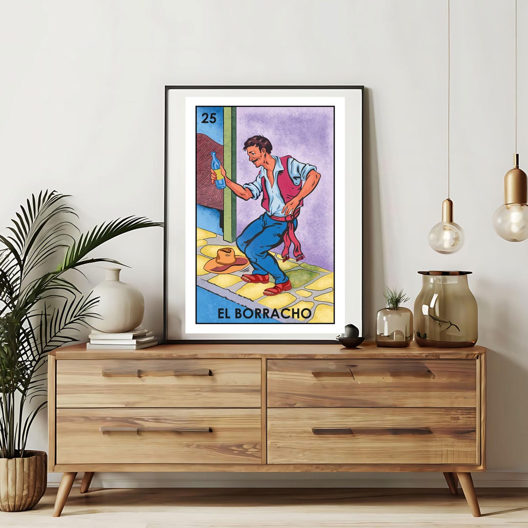 Mailed Printed Only | El Borracho Loteria Cards | Loteria Hand Drawn ...