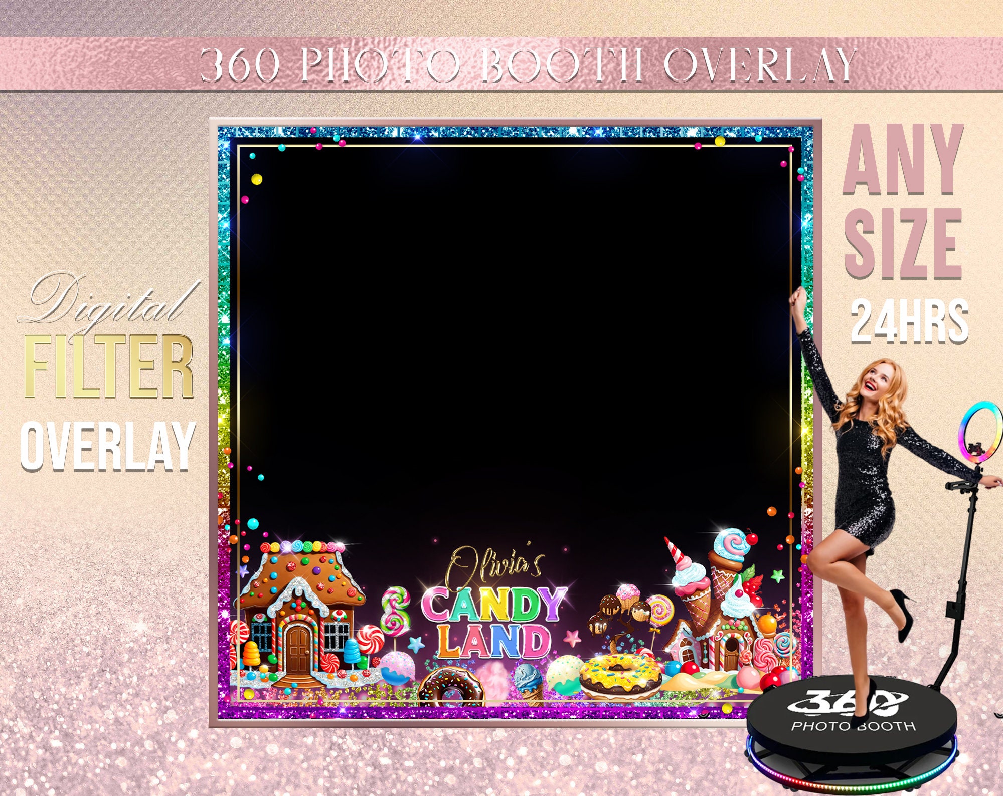 360 Overlay Candy Land, Sweets Photo Booth Template, Candy World Booth ...