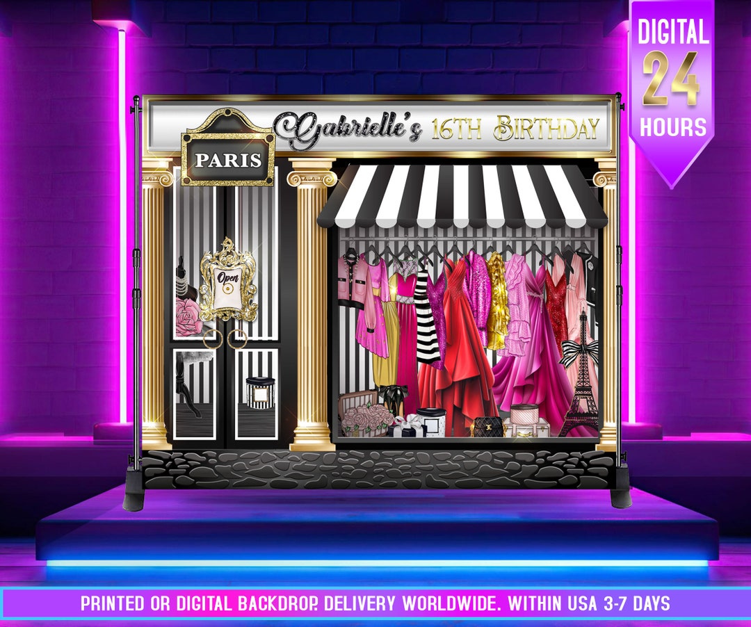 Fashion Store Boutique Storefront Backdrop, Parician Boutique Backdrop ...