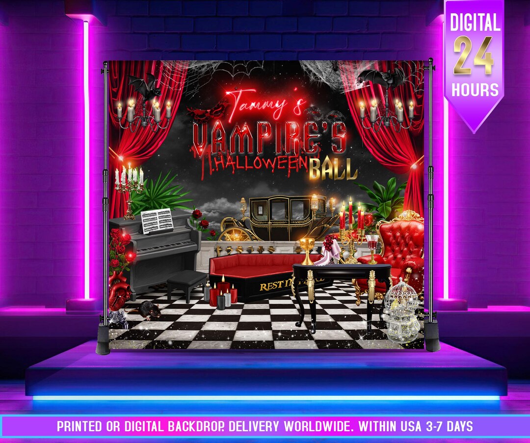 Vampire Ball Halloween Backdrop Spooky Banner Scary Backdrop Halloween ...