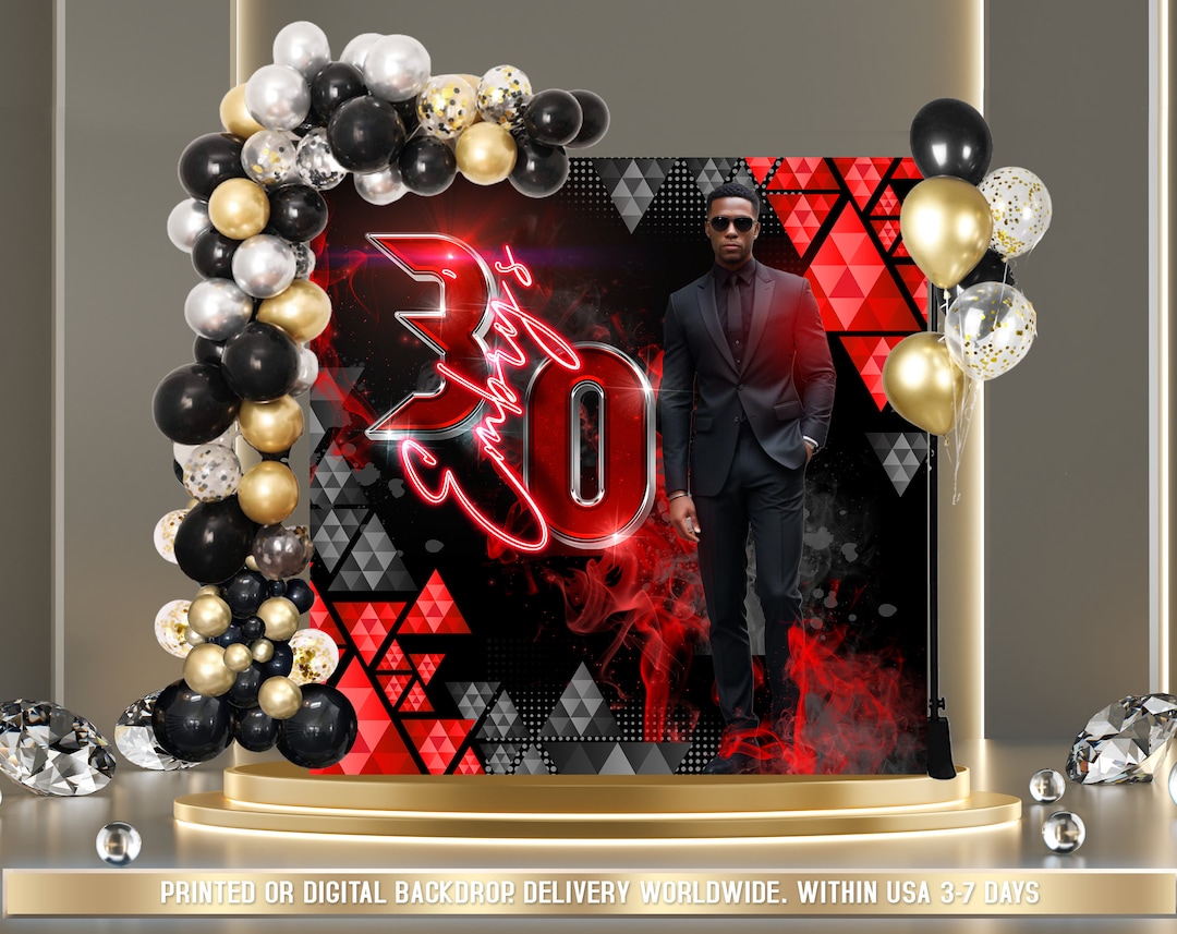 Red Man's Birthday Backdrop Man's Birthday Background Red Backdrop ...