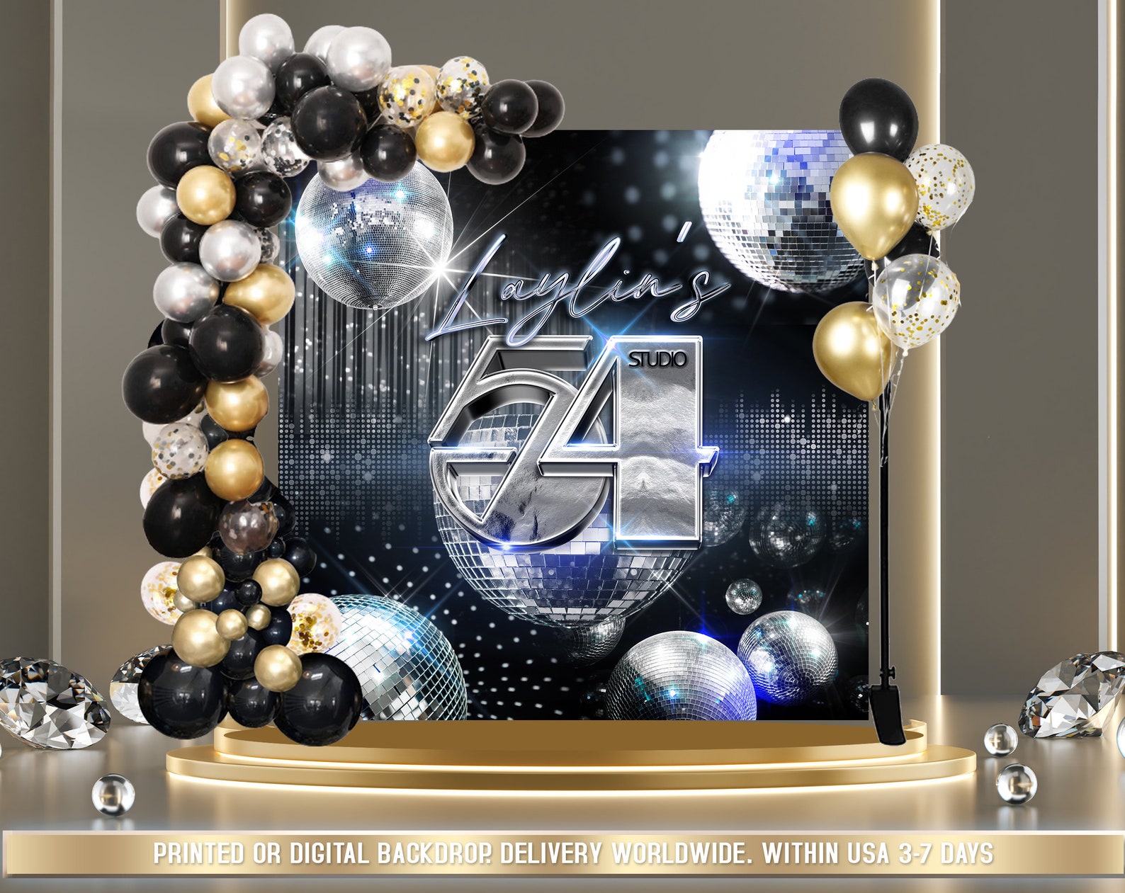 PRINTED or DIGITAL, Studio 54 Backdrop, Disco Backdrop Design, 70s ...