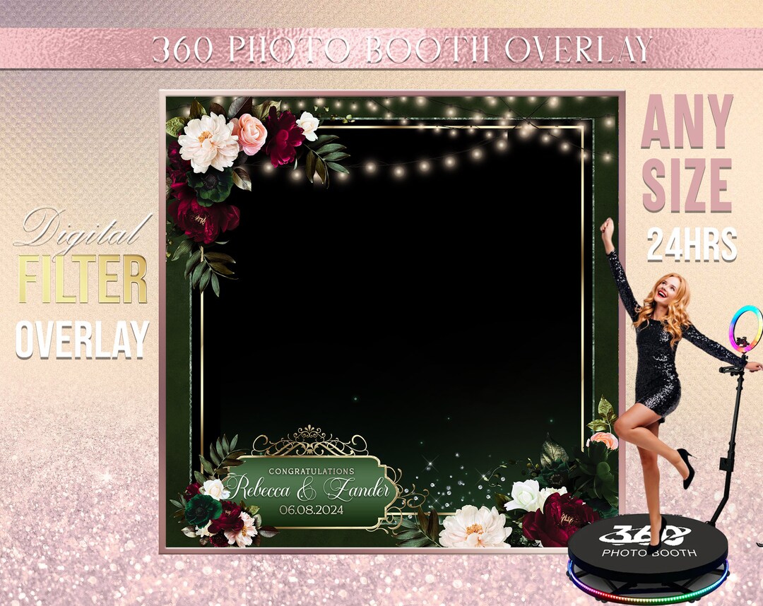 Forest Green Wedding Photo Booth Photo Template, Dark Green Wedding ...
