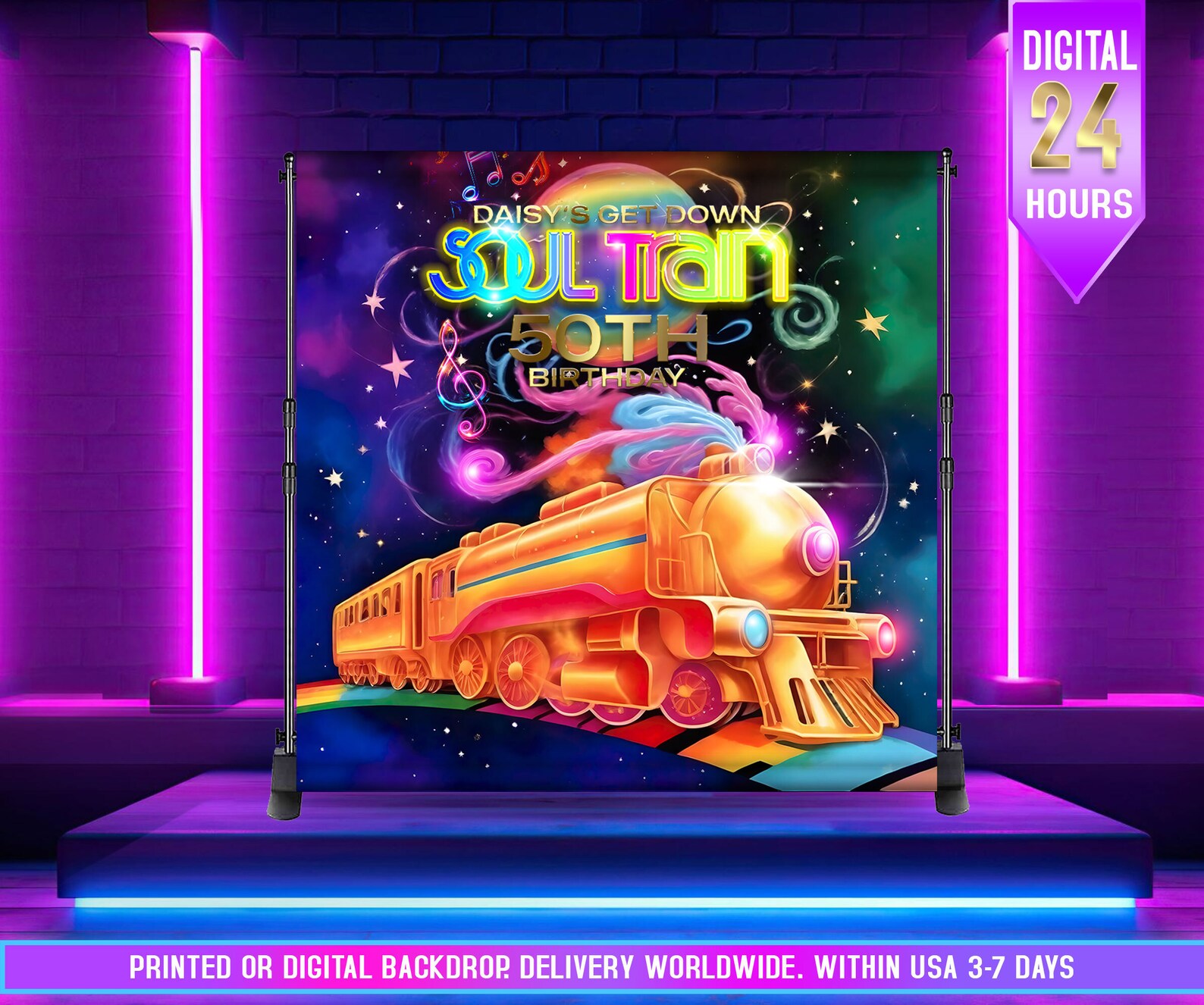 PRINTED or DIGITAL Soul Train Backdrop Soul Tran Music 70s Trough Back ...