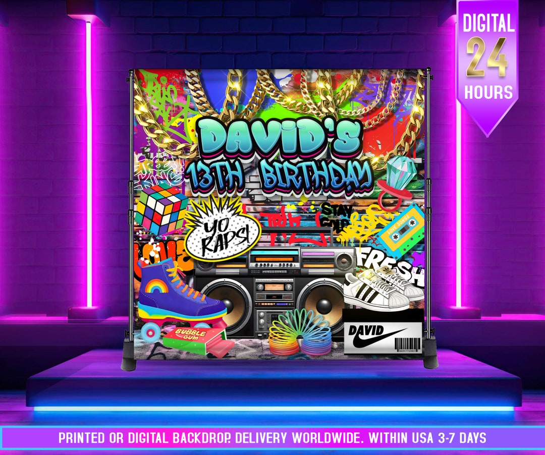 PRINTED or DIGITAL | 90s Retro Party Backdrop | 80s 90s Birthday Party ...
