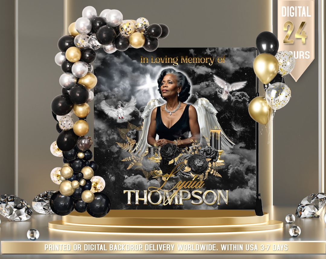 PRINTED or DIGITAL, Black Funeral Backdrop, Memorial Backdrop, in ...