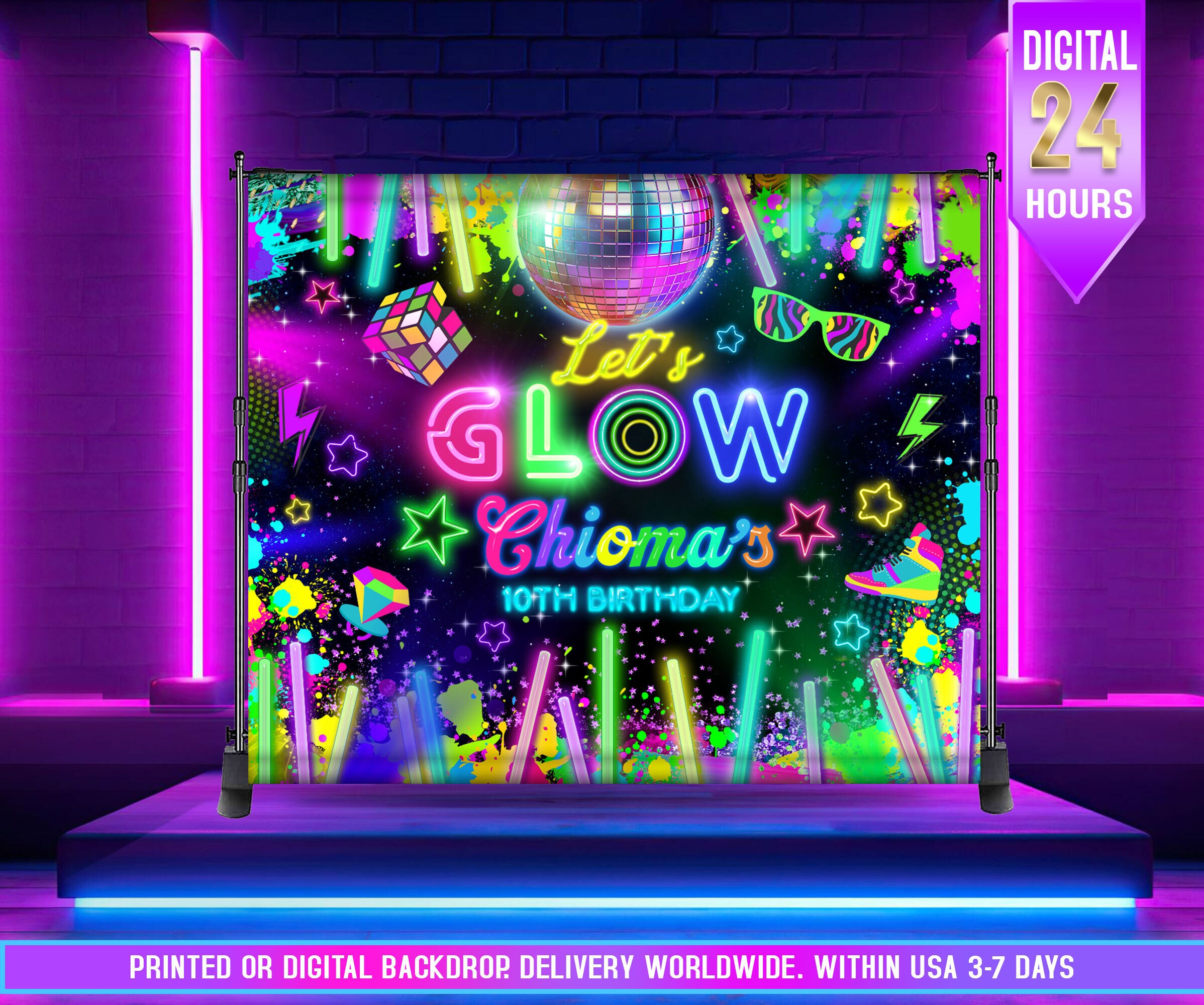 Glow Backdrop, Glow Background, Neon Glow Backdrop, Paint Glow Party ...