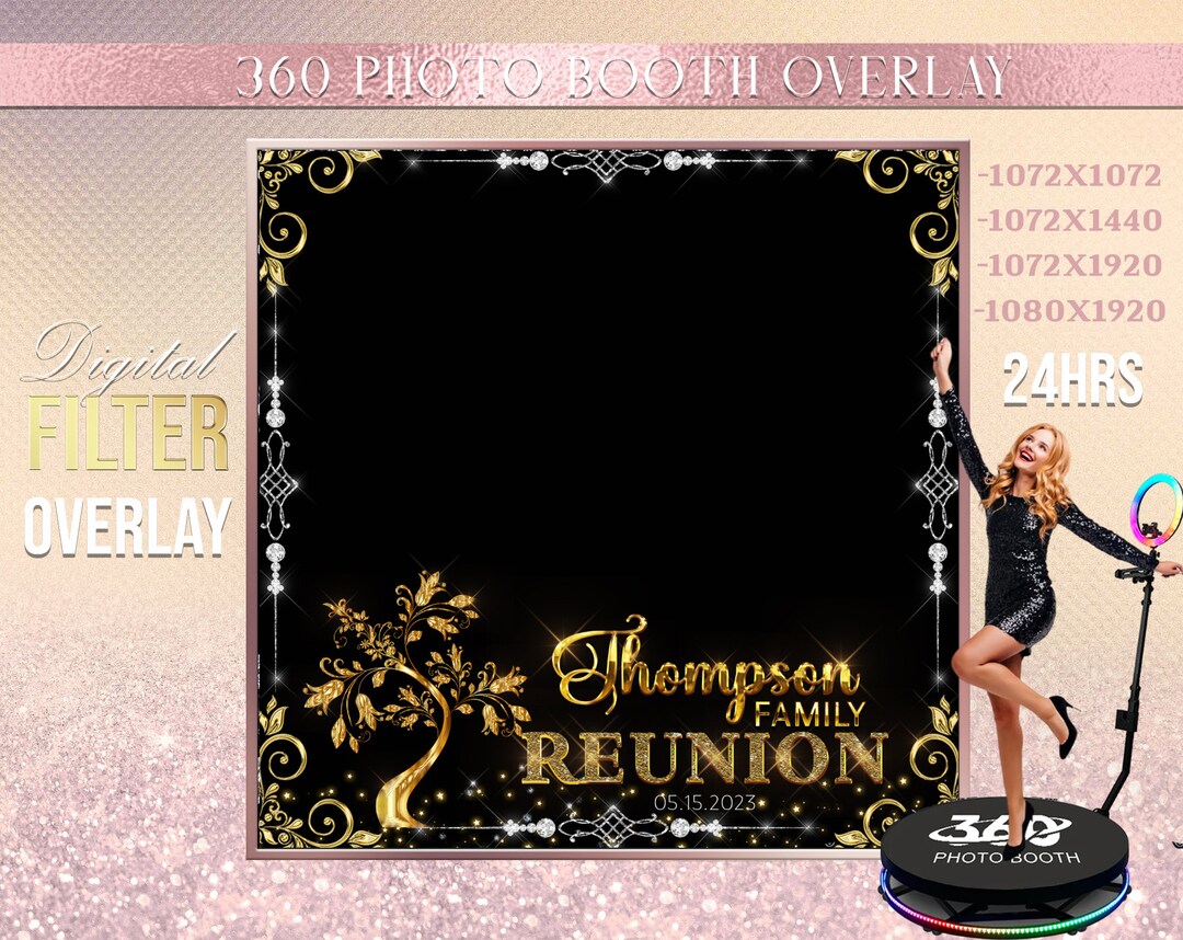 Family Reunion Gold Photo Booth, Family Tree Photo Template Birthday ...