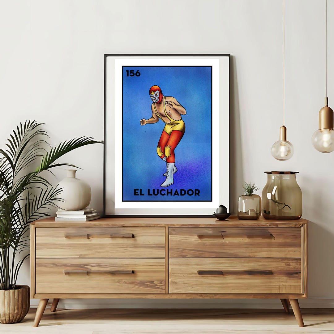 Mailed Printed Only | El Luchador Loteria Cards | Loteria Hand Drawn ...