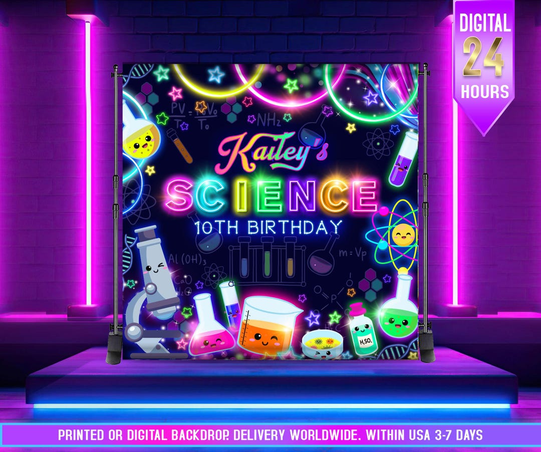 Scientist Backdrop | Chemistry Birthday Backdrop | Boy Girl Science ...