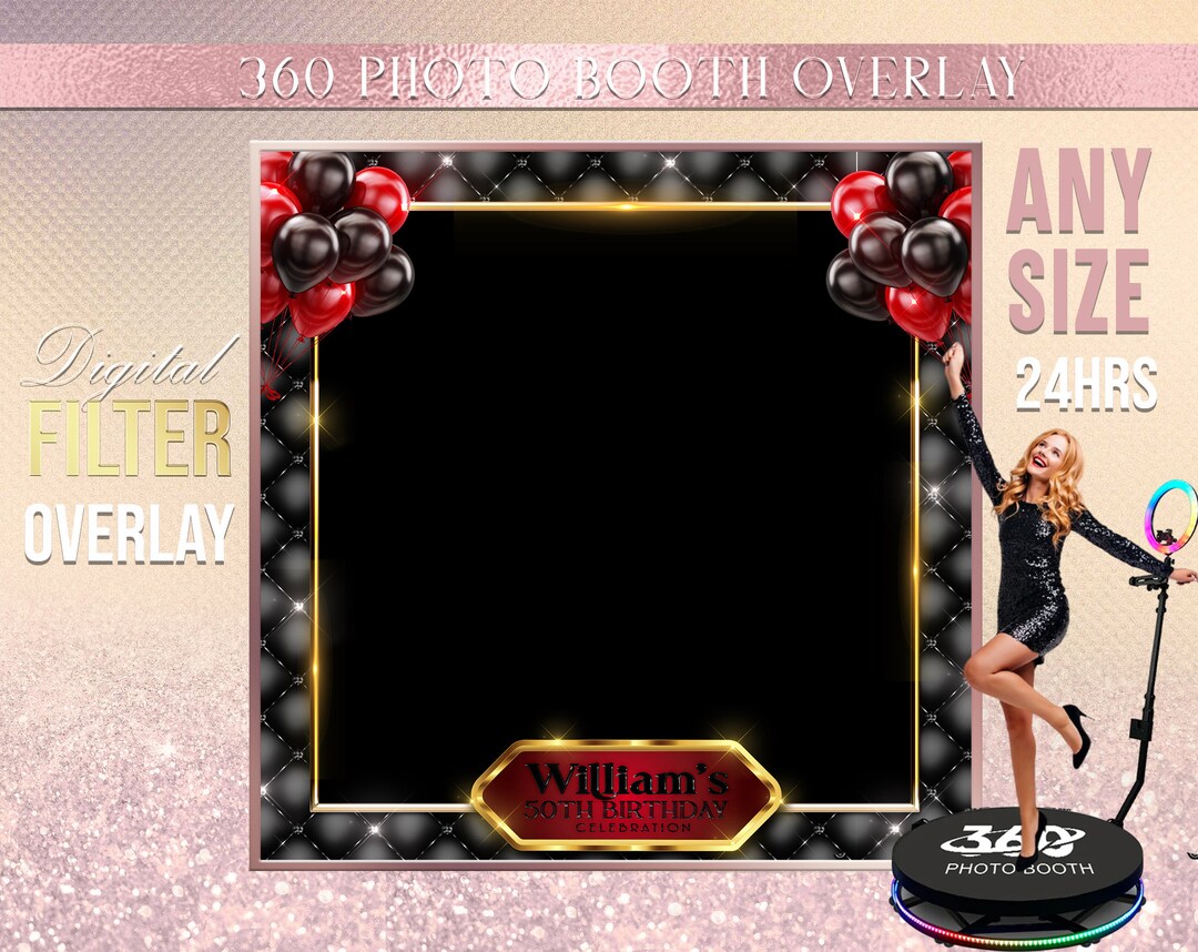 Red and Black Photo Booth, Red Photo Template Birthday Party, Man ...