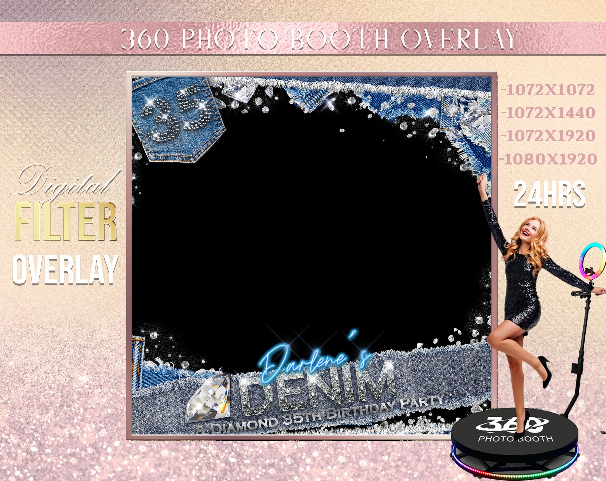 Denim and Diamonds Photo Booth, Diamonds Photo Template Birthday Party ...